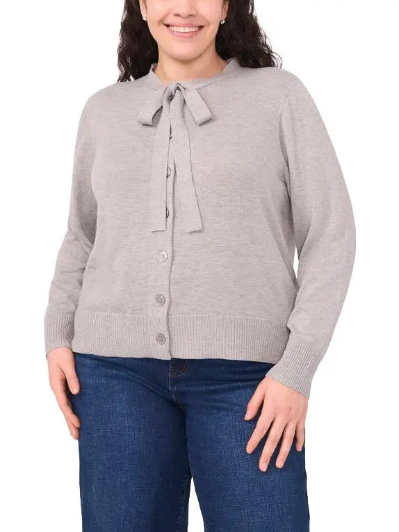 CECE DUPRAZ Tie Neck Cardigan - Light Heather Grey