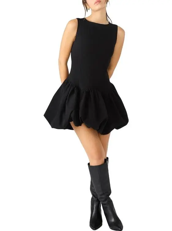 Steve Madden Lyra Bubble Hem Mini Dress - Black