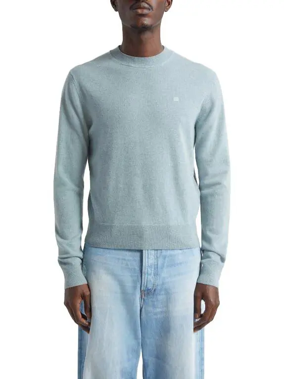 Acne Studios Kalas Core Face Patch Wool & Yak Hair Sweater - Dusty Blue