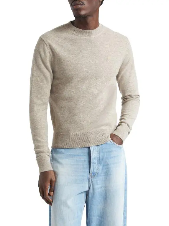 Acne Studios Kalas Core Face Patch Wool & Yak Hair Sweater - Greige Melange