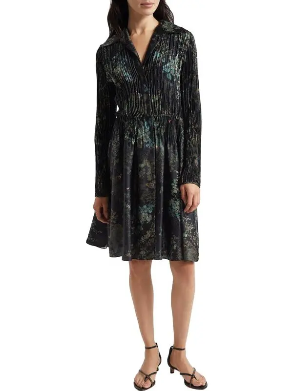 Vince Long Sleeve Jacquard Dress - Black Sky