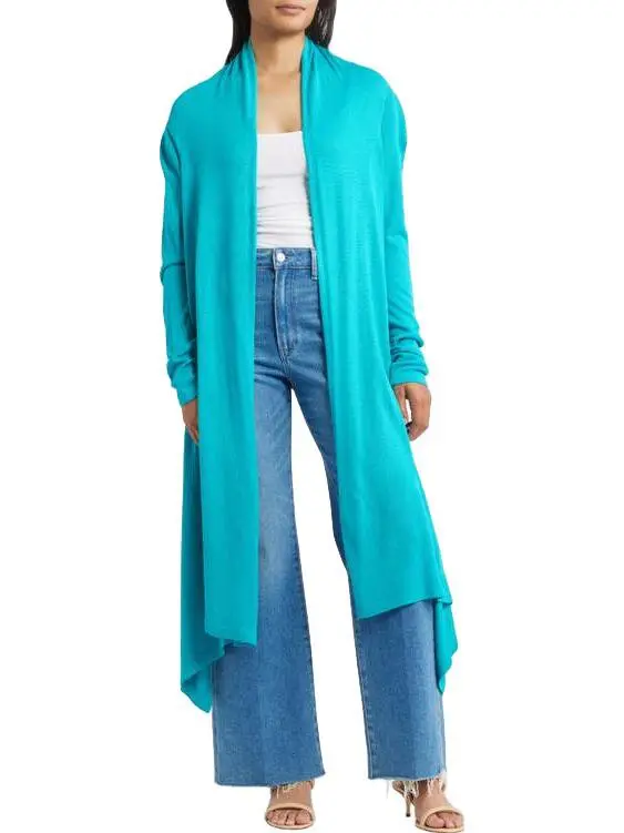 DAI MODA Cat Wrap Shawl Sweater - Turquoise