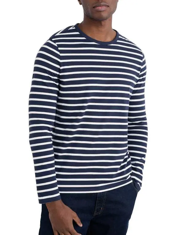 SEASALT CORNWALL Sailor Stripe Long Sleeve T-shirt - Breton Maritime Chalk