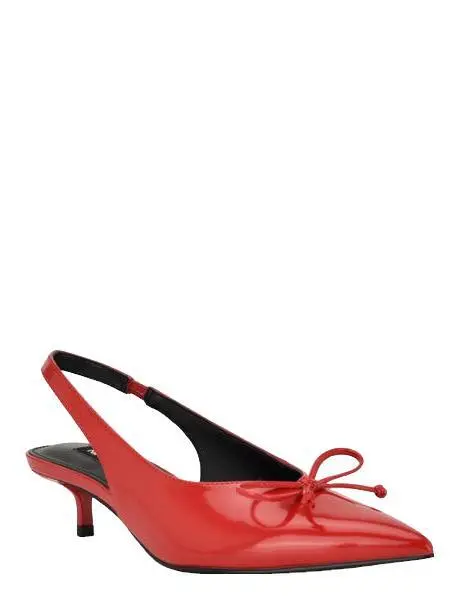 Nine West Evaa Pointed Toe Slingback Kitten Heel Pumps - Medium Red