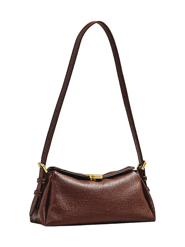 Anthropologie Slouchy Faux Leather Shoulder Bag - Chocolate