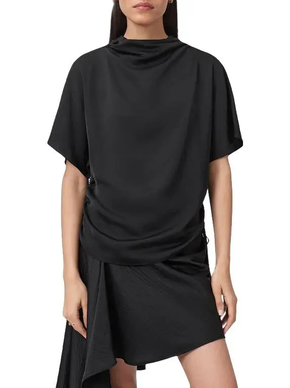 ALLSAINTS Leslie Side Ruched Top - Black