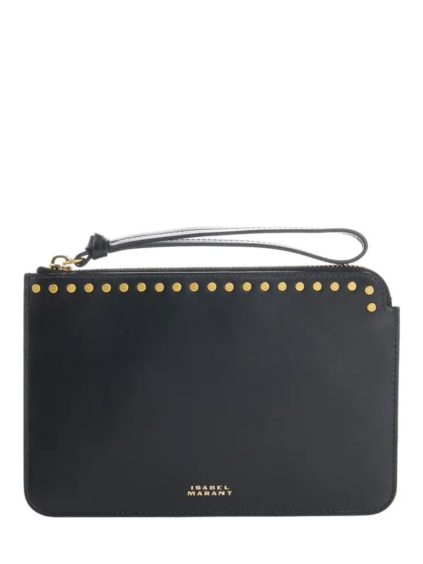 Isabel Marant Oskan Stud Leather Flat Pouch - Black