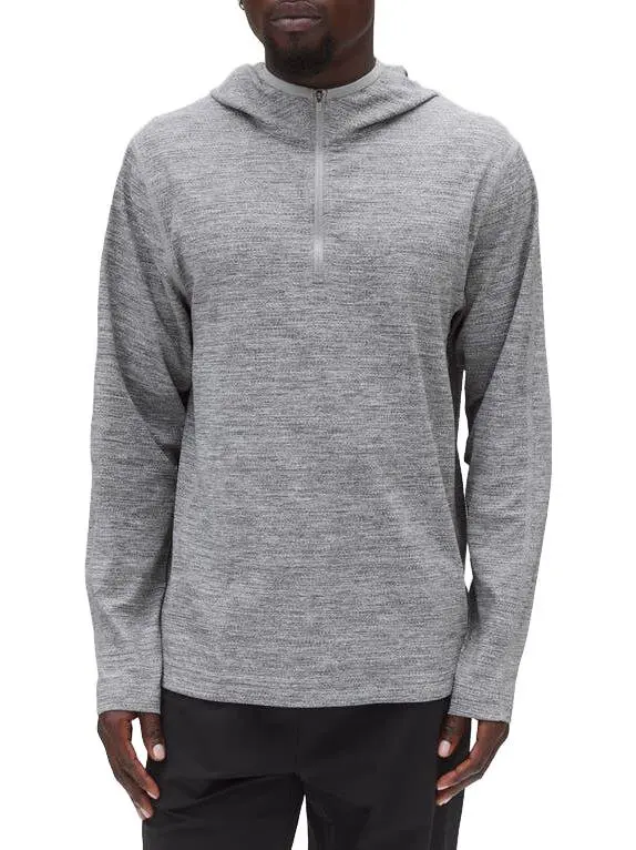 Reigning Champ Solotex® Mesh Tiebreak Quarter Zip Performance Hoodie - Heather Grey