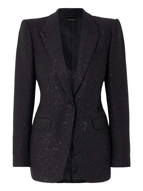TOM FORD Sequin-embellished Wool-blend Blazer - Black
