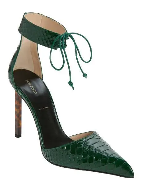 TOM FORD Ankle Tie Pump - Emerald Green