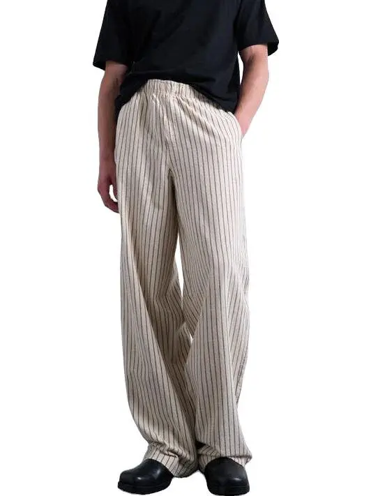 Topman Baggy Fit Stripe Pants - Cream