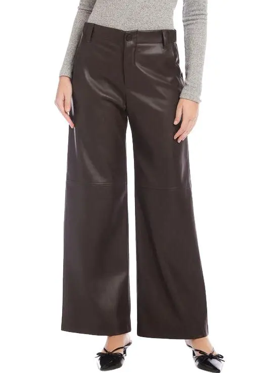Fifteen Twenty Lara Faux Leather Wide Leg Pants - Brown
