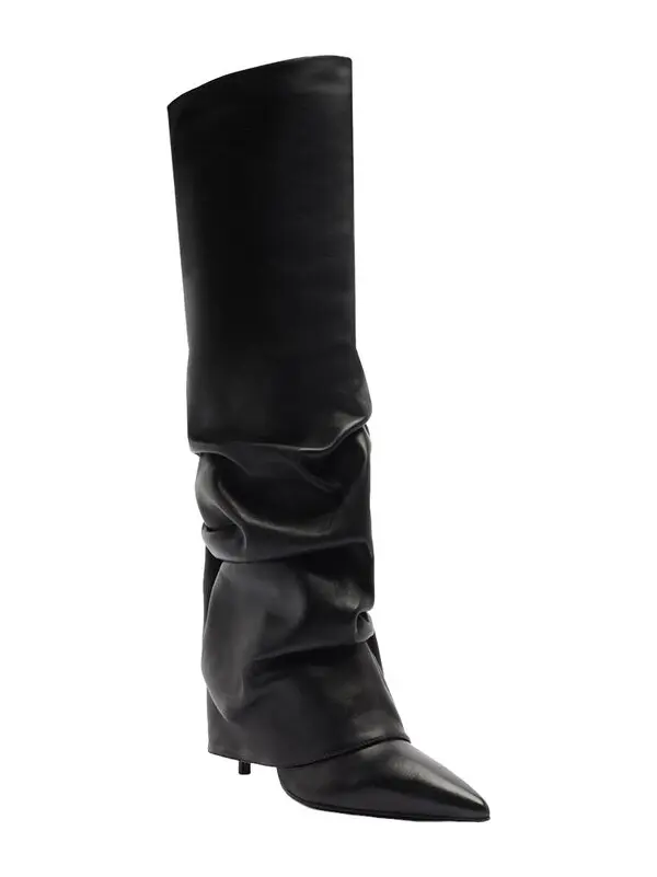 Schutz Mikki Up Cloak Pointed Toe Knee High Boot - Black