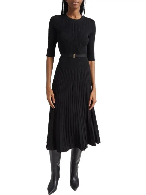 Veronica Beard Elthea Rib Knit Midi Dress - Black