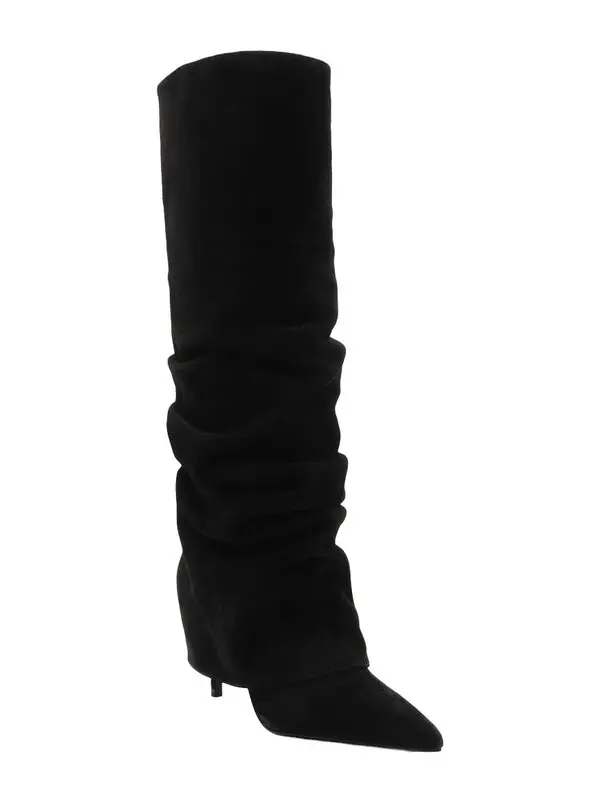 Schutz Mikki Up Cloak Pointed Toe Knee High Boots - Black
