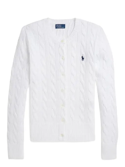 Polo Ralph Lauren Cable Cotton Crewneck Cardigan - White