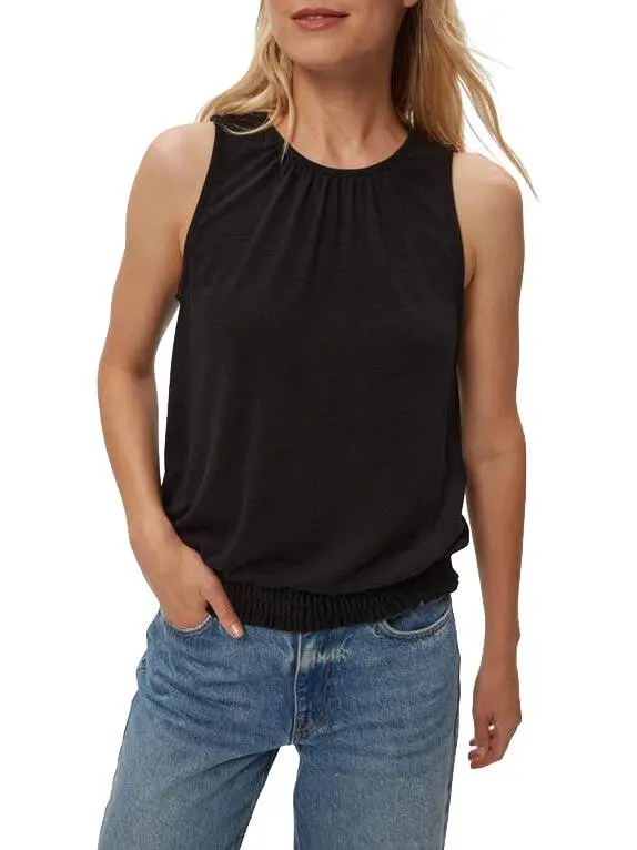 Michael Stars Akira Smocked Hem Tank Top - Black