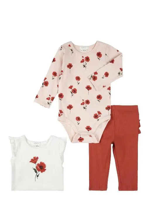 PETIT LEM Poppy Print Bodysuits And Ruffle Leggings Set - Off White