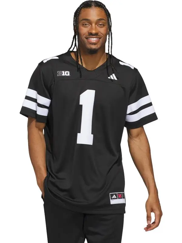 Adidas Nebraska Cornhuskers Premier Strategy Football Jersey - Black
