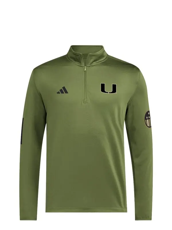 Adidas Miami Hurricanes Honor And Support Coaches 1/2 Zip - Tech Olive / Black / Ncaa-mia-77e