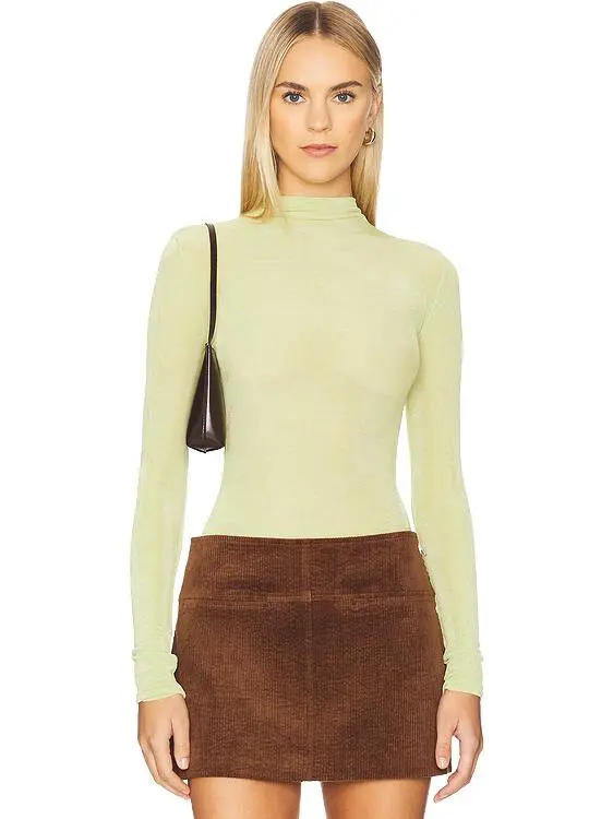 SEROYA Lilia Mock Neck Long Sleeve Bodysuit - Green