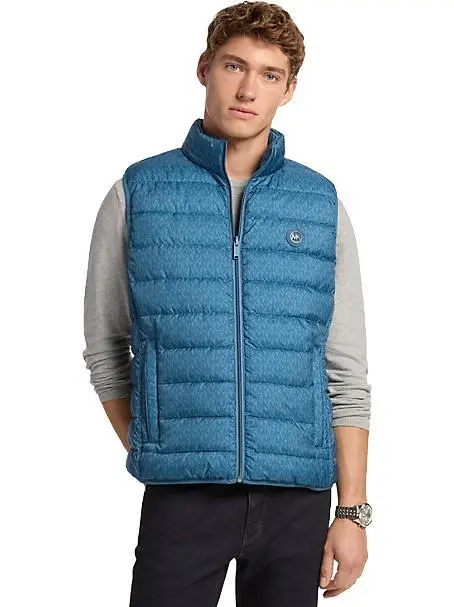 Michael Kors Abbou Signature Logo Reversible Vest - Blue