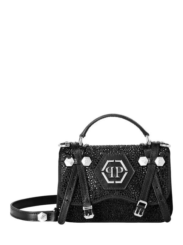 Philipp Plein Small Hexagon Rhinestone Embellished Clutch Bag - Black
