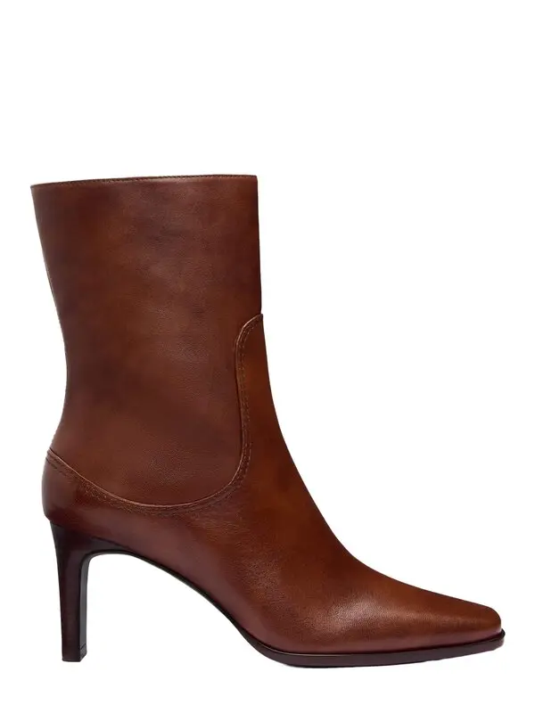REFORMATION Claudette Leather Ankle Boots - Brown