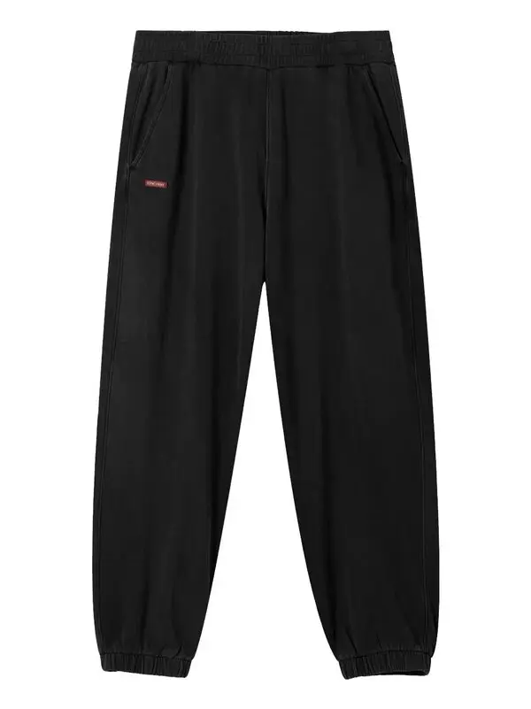 Izzue Elasticated-cuff Cotton Track Pants - Black