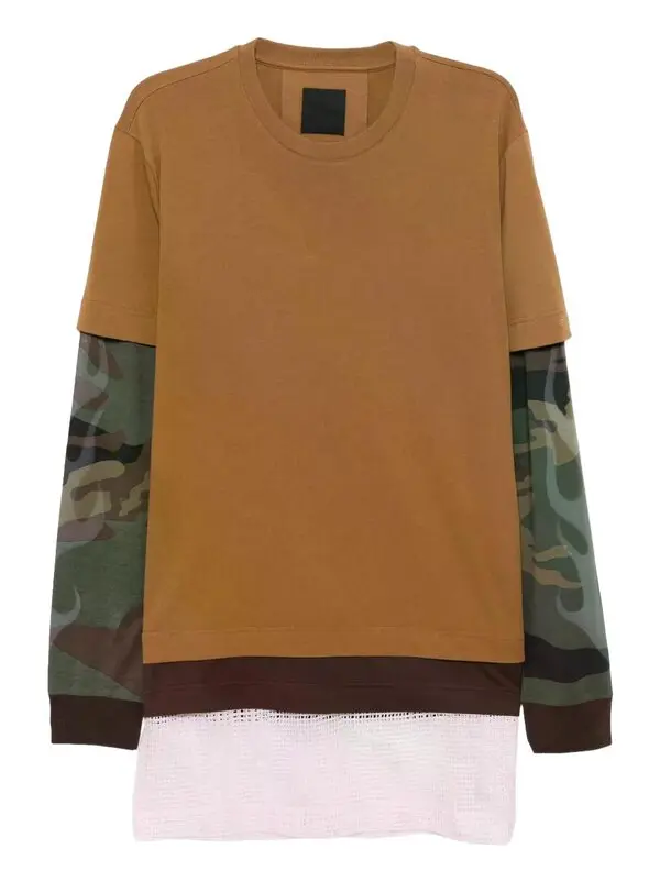 Givenchy Embroidered-logo Layered T-shirt - Brown