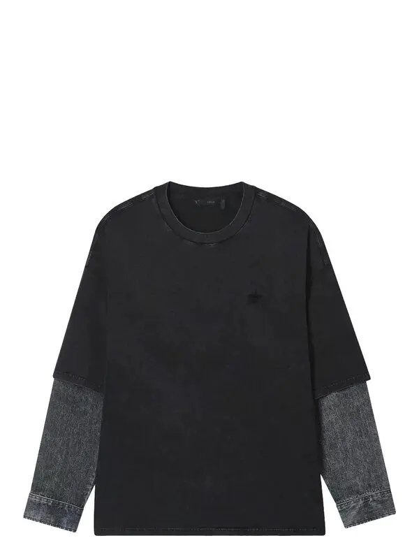 FIVE CM Layered Denim-sleeve T-shirt - Black