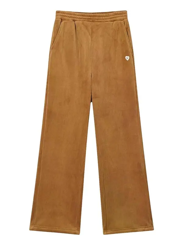 CHOCOOLATE Corduroy Track Pants With Heart Logo - Brown