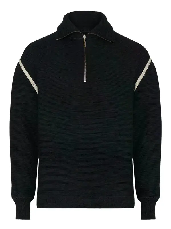 MAISON MARGIELA Half-zip Elbow Patch Knit Sweater - Black