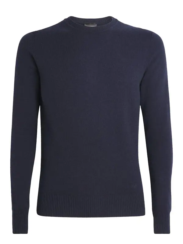 Emporio Armani Slim-fit Cashmere Crew-neck Sweater - Blue