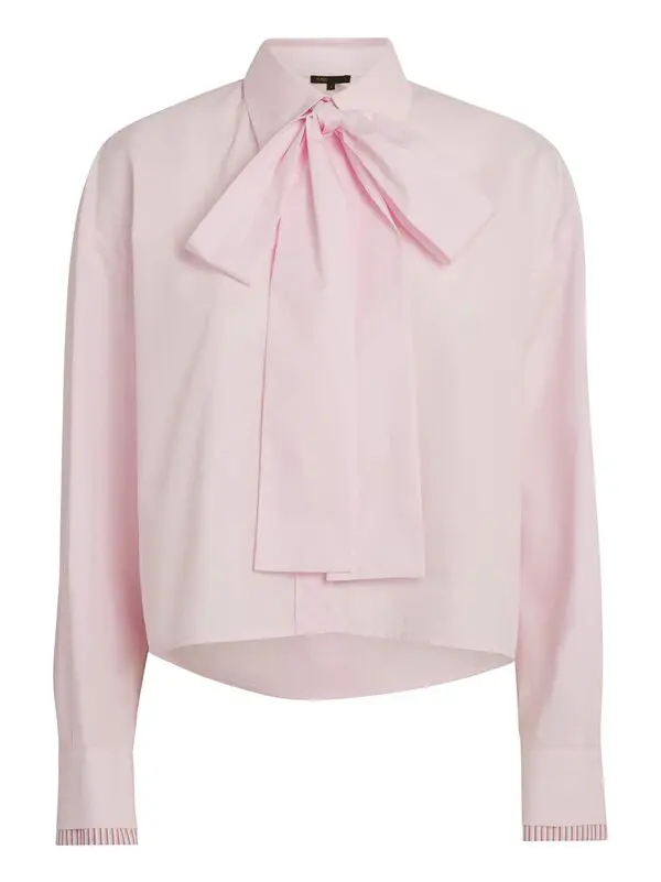 Maje Cotton Pussybow Shirt - Pink
