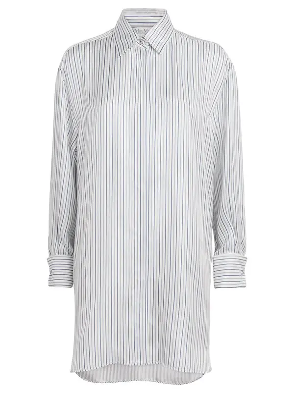 Max Mara Silk Stripe Mini Shirt Dress - White