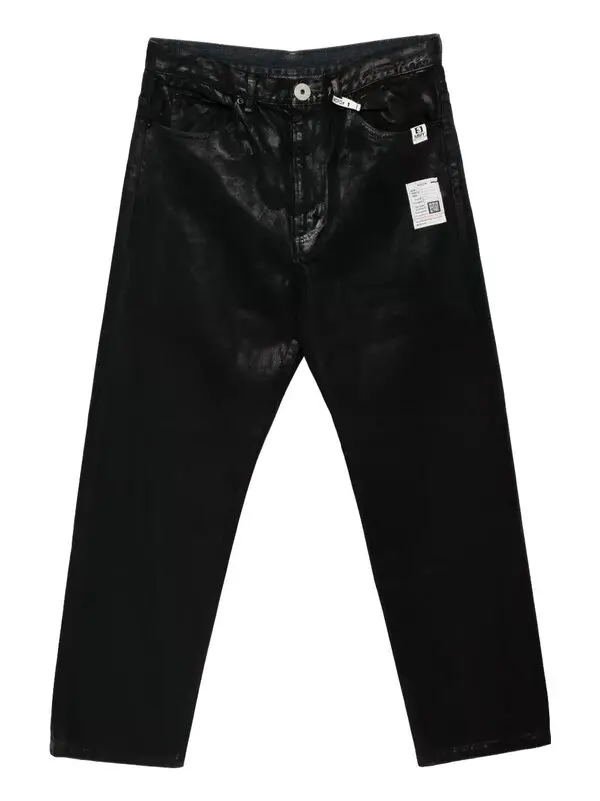 Mihara Yasuhiro Two-tone Coated Jeans - Black