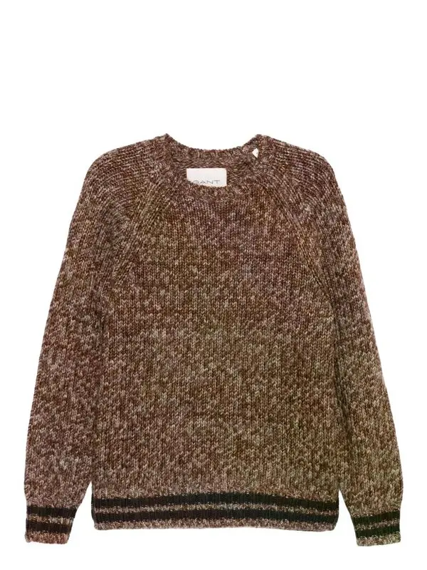 Gant Wool Crew Neck Jumper - Brown