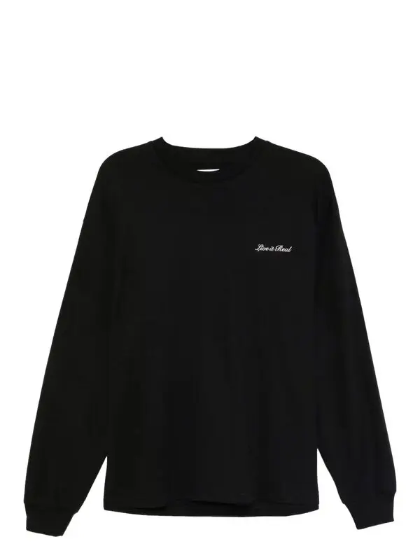 Izzue Slogan-embroidered T-shirt - Black