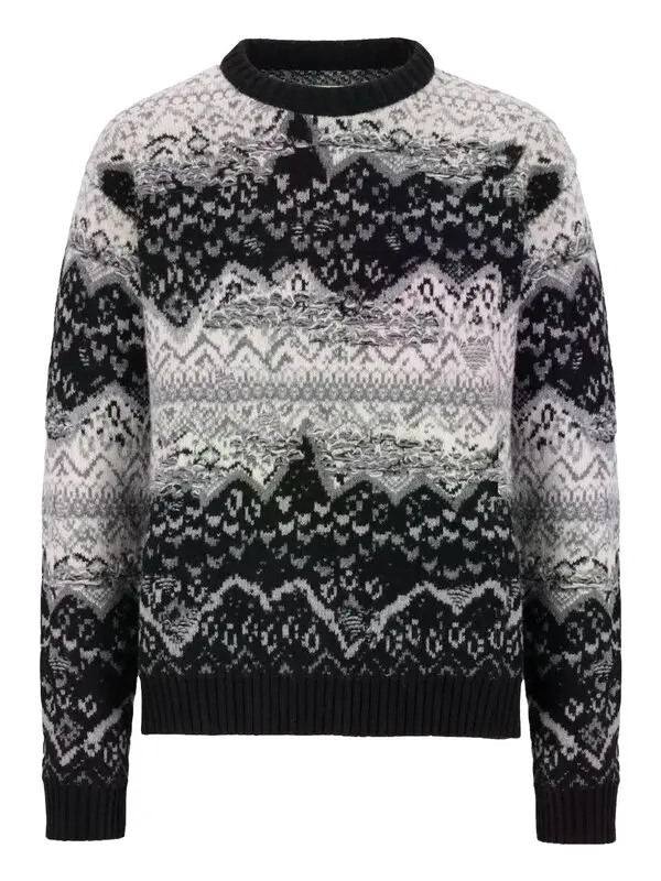 LANEUS Fairisle-pattern Crew-neck Sweater - Black