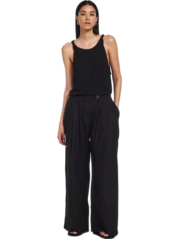 NINETY PERCENT Evie Wide Leg Trousers - Black