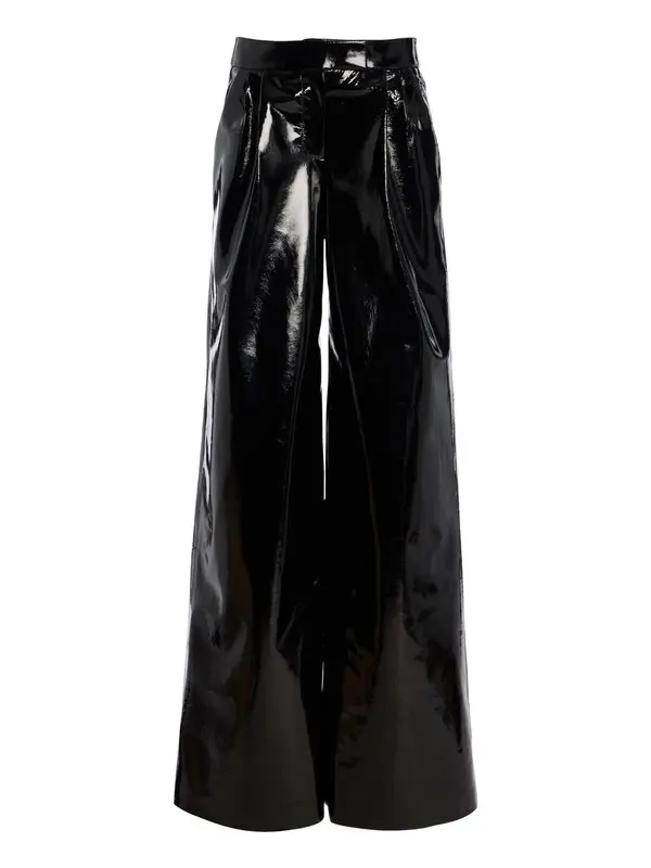 LAQUAN SMITH Patent Leather Wide-leg Trousers - Black