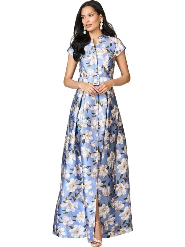 Sachin & Babi Marta Printed Mikado Gown - Twilight Magnolia
