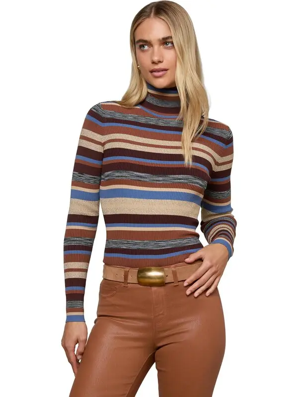 L'Agence Olene Turtleneck - Stone Blue/brown Multi