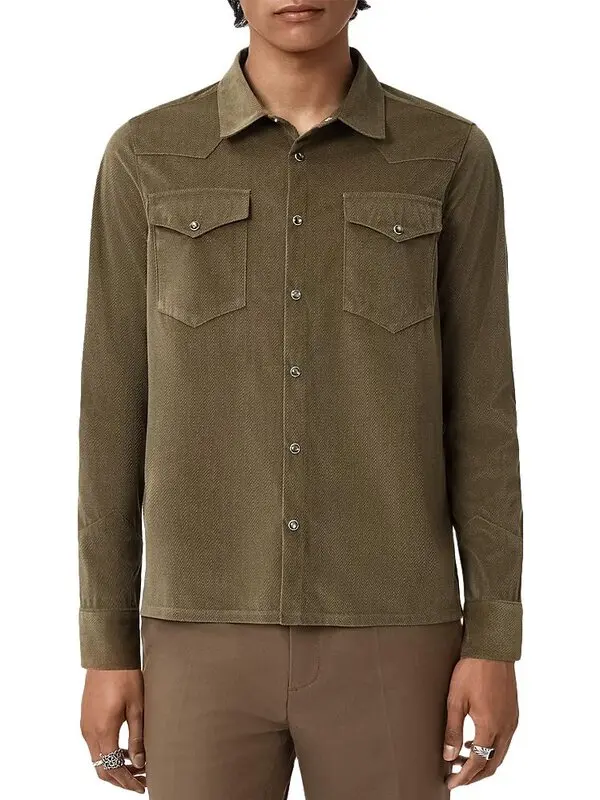 John Varvatos Andres Long Sleeve Shirt - Fossil Grey