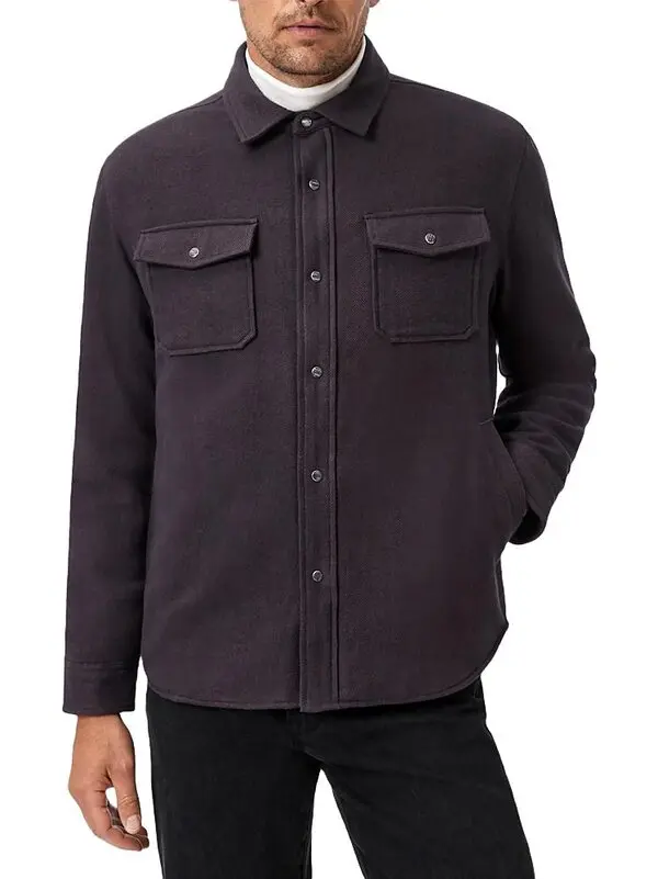 John Varvatos Jameson Herringbone Snap Button Long Sleeve Shirt - Merlot
