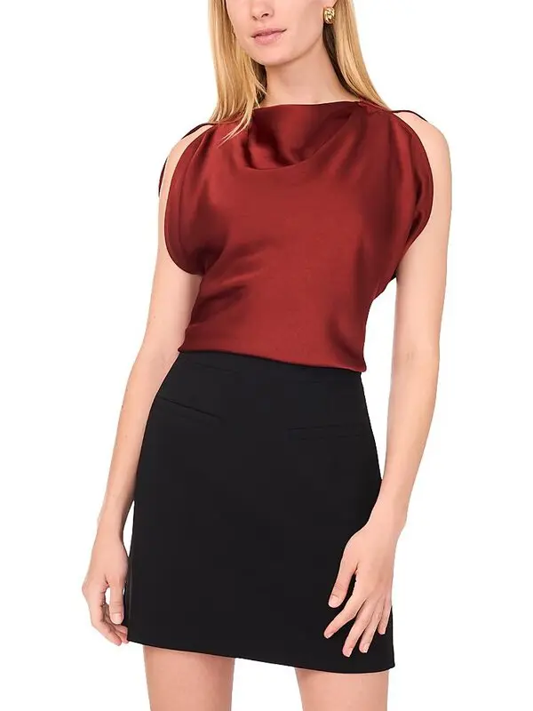 1.State Drapey Sleeveless Top - Dark Mahogany