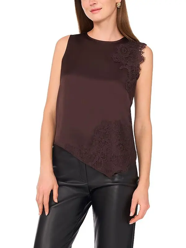 Vince Camuto Lace Trim Tank Top - Chocolate