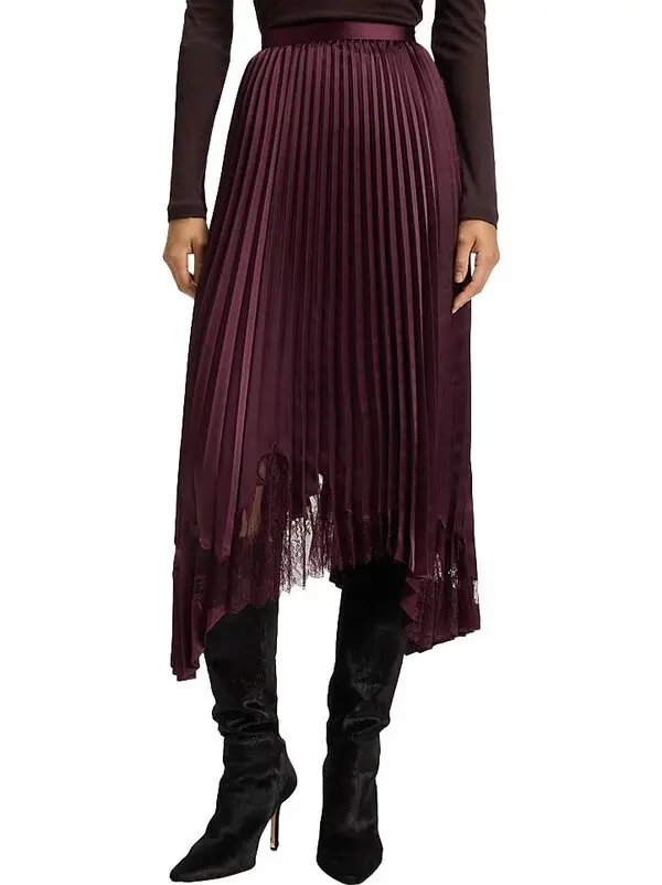 BOSS Velacey Pleated Asymmetric Maxi Skirt - Dark Purple