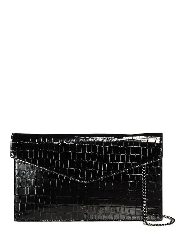 Aqua Envelope Clutch With Chain Strap - Black